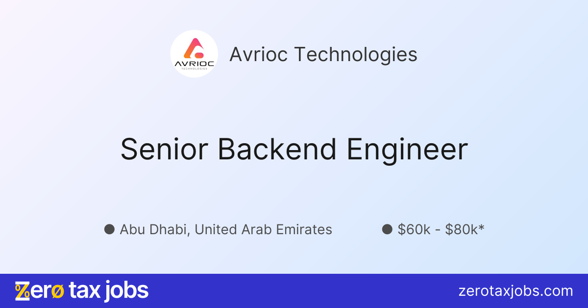 Senior Backend Engineer at Avrioc Technologies