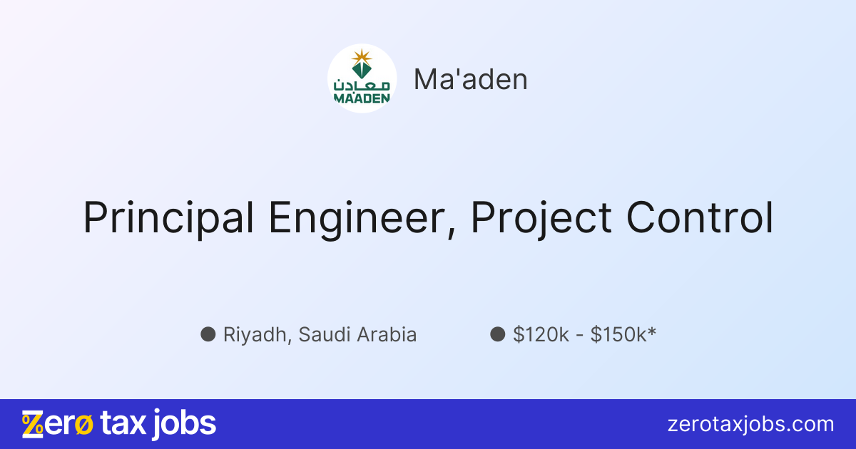 Principal Engineer, Project Control at Ma'aden