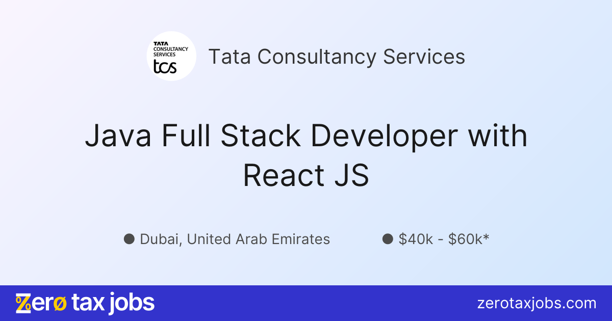 Java Full Stack Developer with React JS at Tata Consultancy Services