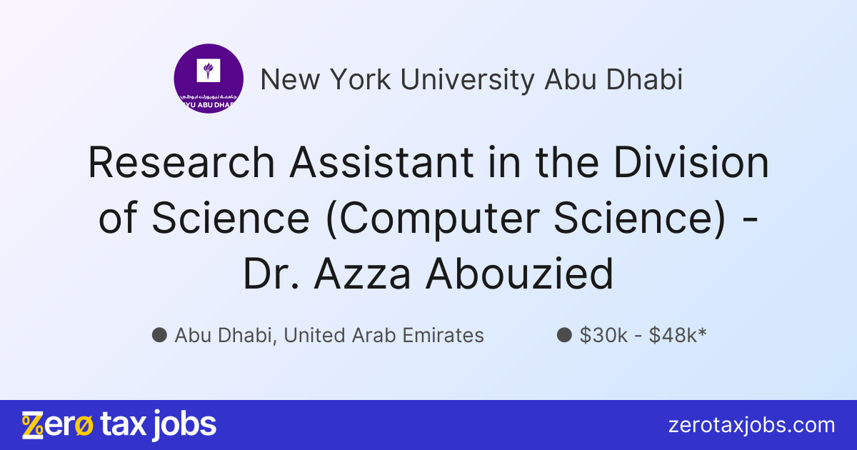 Research Assistant in the Division of Science (Computer Science) - Dr ...